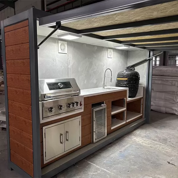 BBQ Outdoor Kitchen Cabinet Set With Closable Shed - N & L Furniture